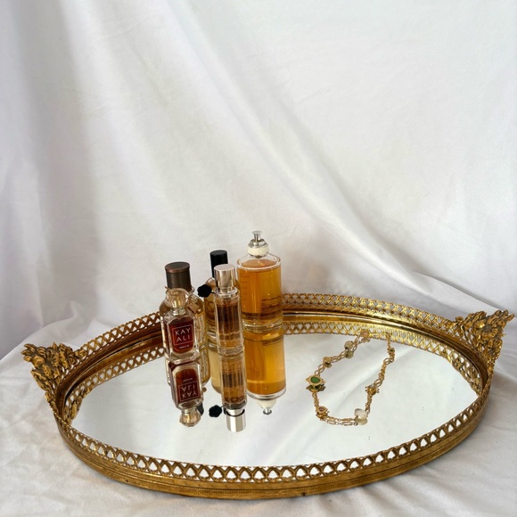 Antique | Accents | Antique Gold Baroque Mirrored Vanity Tray Accent ...